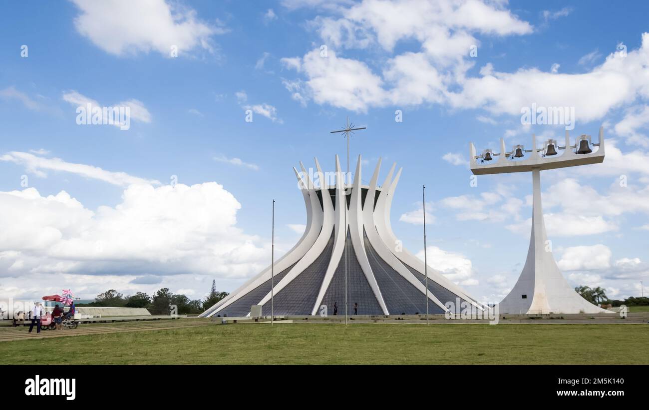 Architectural detail of the Metropolitan Cathedral of Brasília designed ...