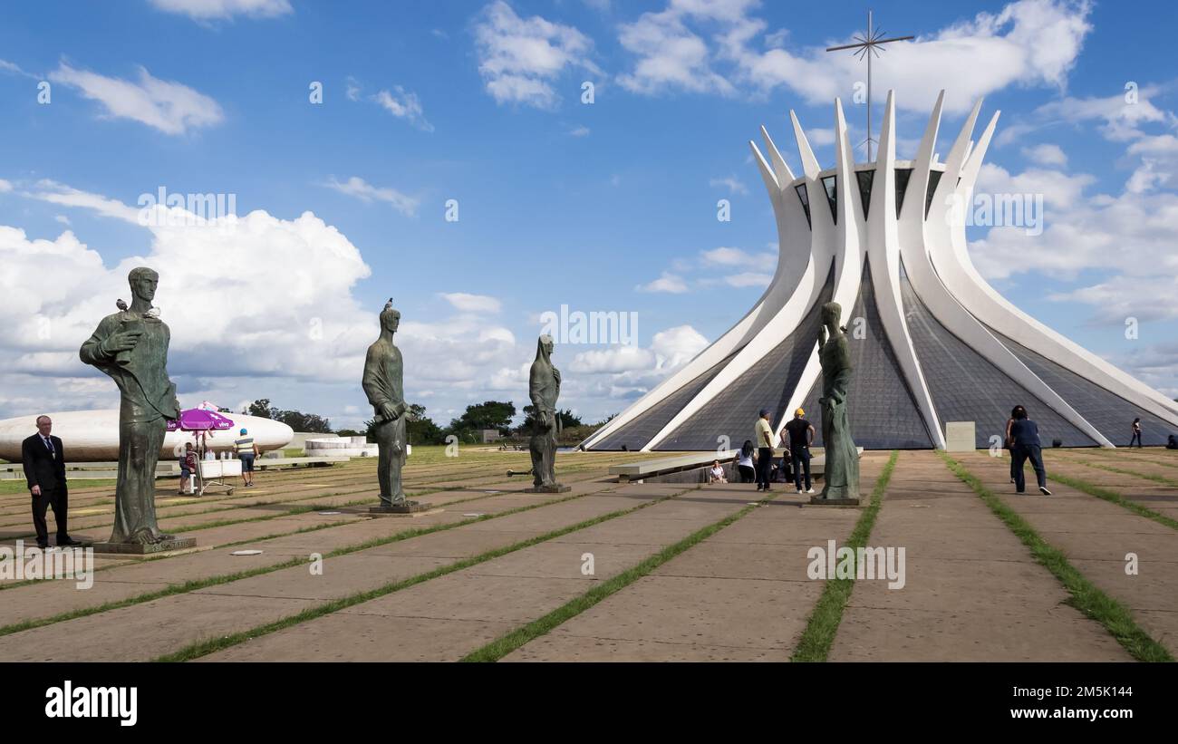 Architectural detail of the Metropolitan Cathedral of Brasília designed ...