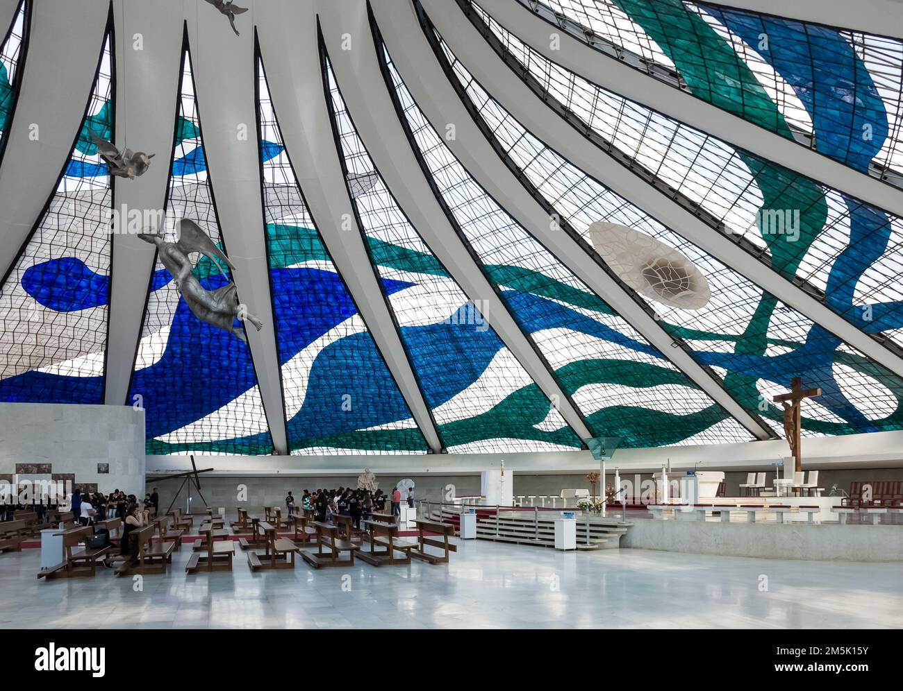 Architectural detail of the Metropolitan Cathedral of Brasília designed ...