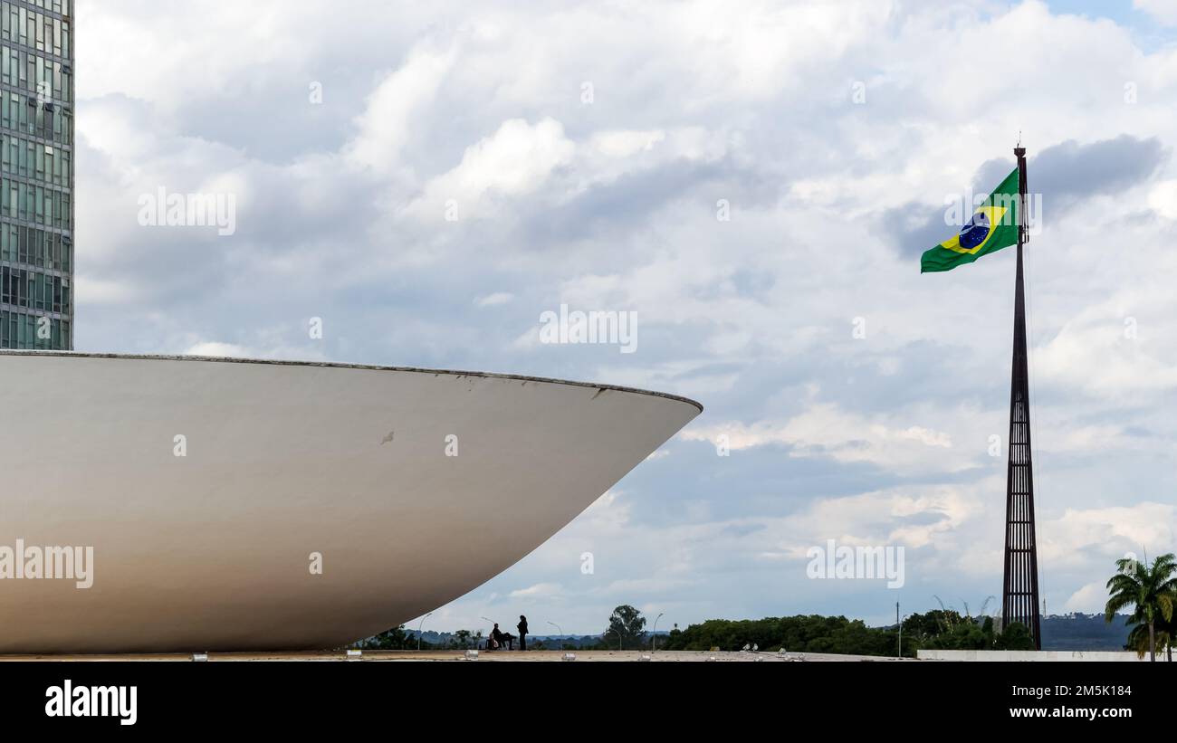 Architectural detail of the National Congress of Brazil building ...