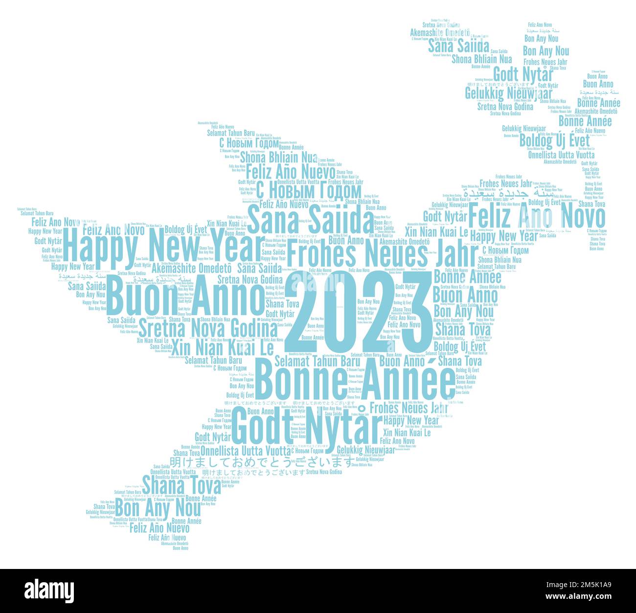 Happy New Year 2023 word cloud in different languages Stock Photo - Alamy