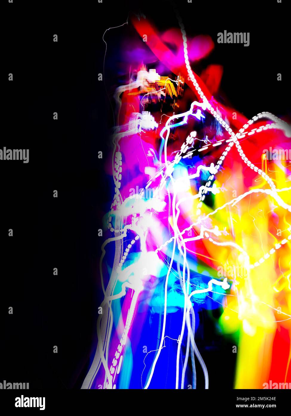 Psychedelic abstraction formed blur backgroun. Vivid neon blurred ...