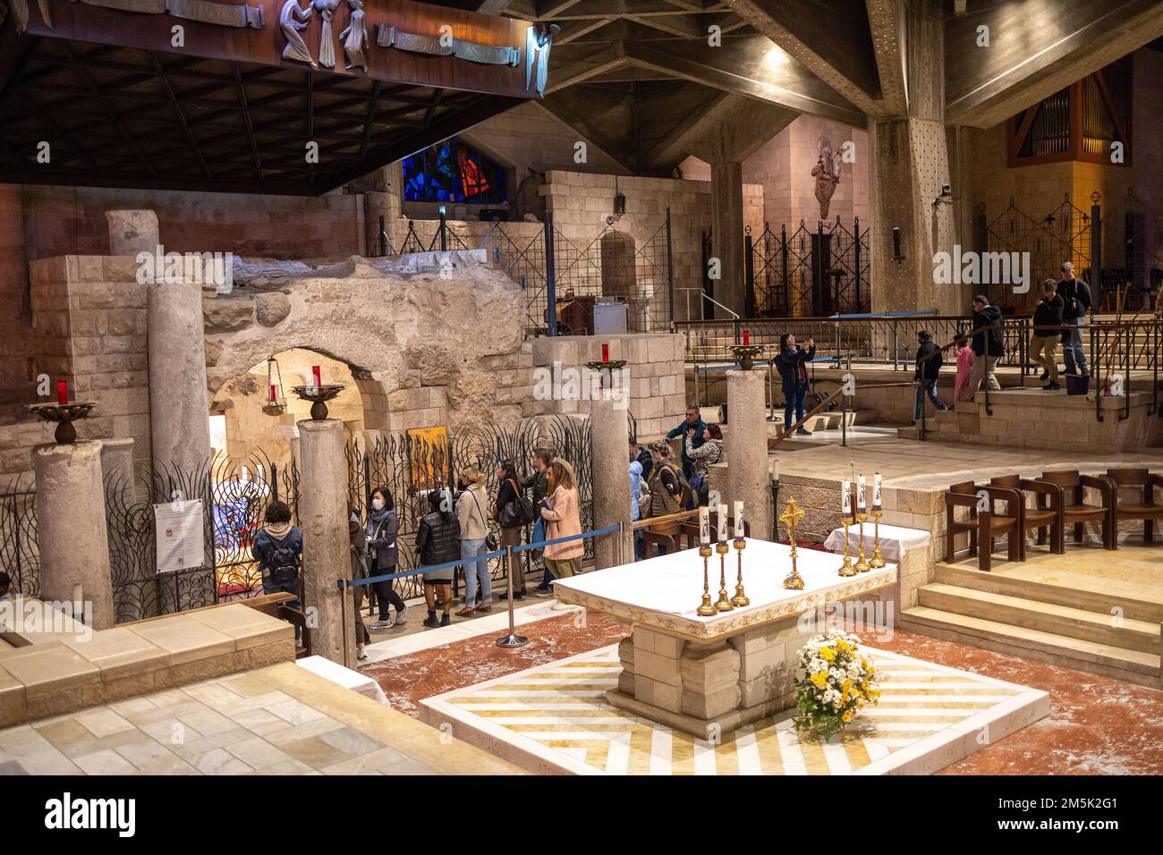 NAZARETH, ISRAEL December 2022: Inside of he Church of the Annunciation ...