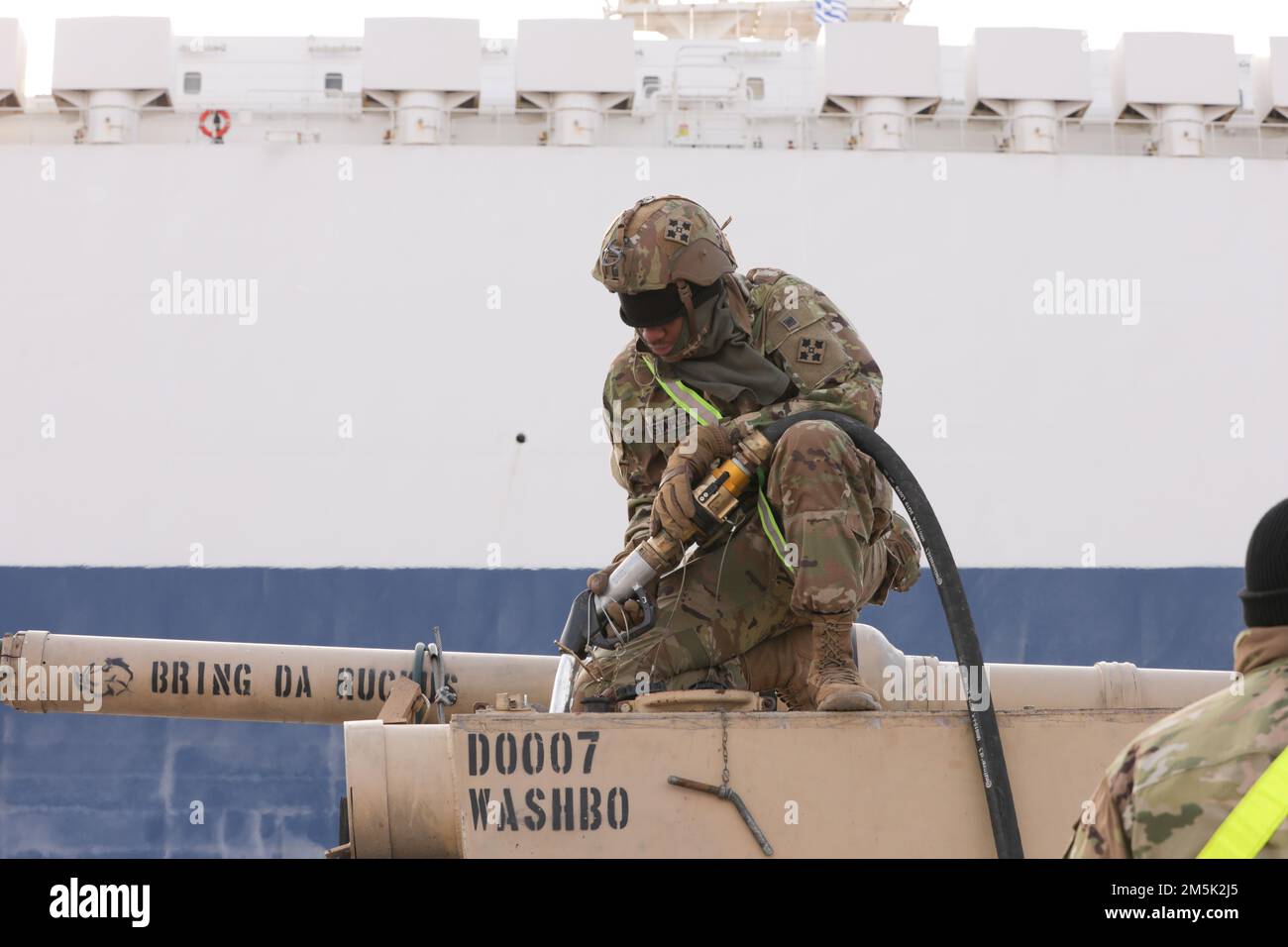 A U.S. Army petroleum supply specialist, assigned to 3rd Armored ...