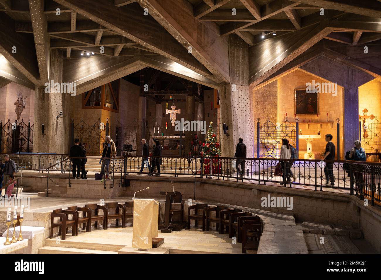 NAZARETH, ISRAEL December 2022: Inside of he Church of the Annunciation ...