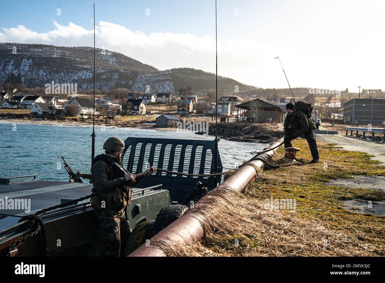 Korps Mariniers with the Royal Netherlands Marine Corps dock a Landing ...