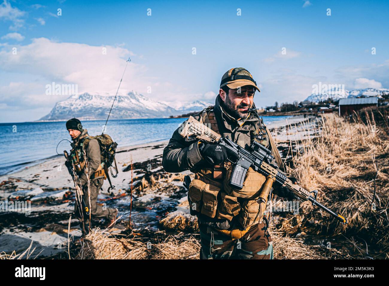 Korps Mariniers with the Royal Netherlands Marine Corps coordinate an ...
