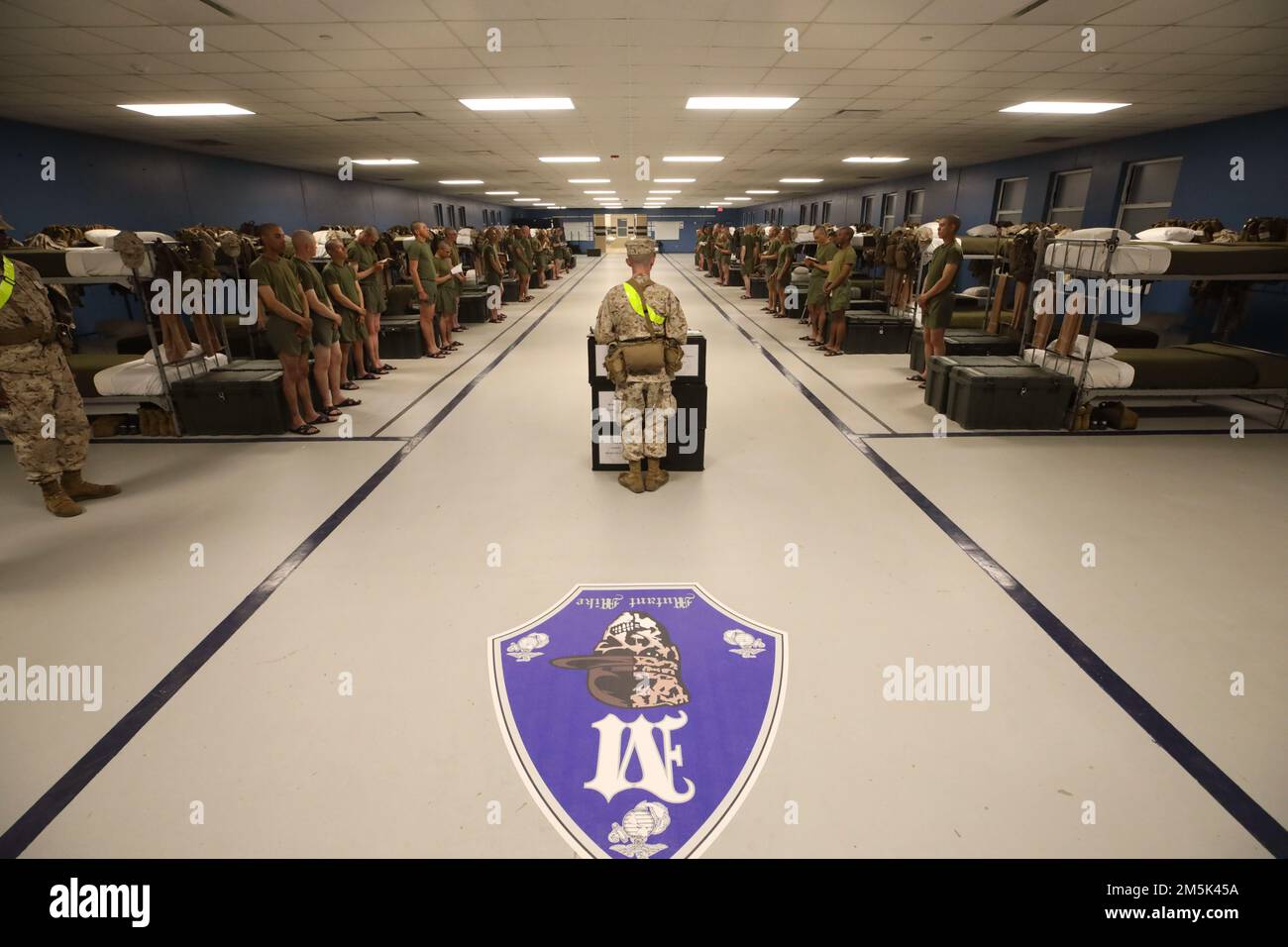 Recruits with Mike Company, 3rd Recruit Training Battalion, stand ...