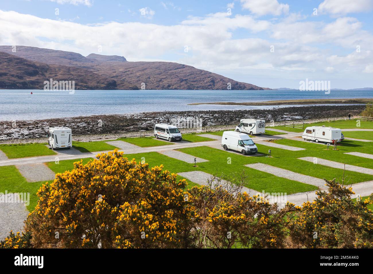 Motorhome,Caravan,campervan,camping,site,next,to,Loch Broom,loch,lake ...