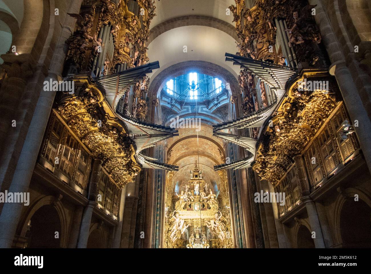 The horizontal pipes of the great organ in the famous Cathedal of ...