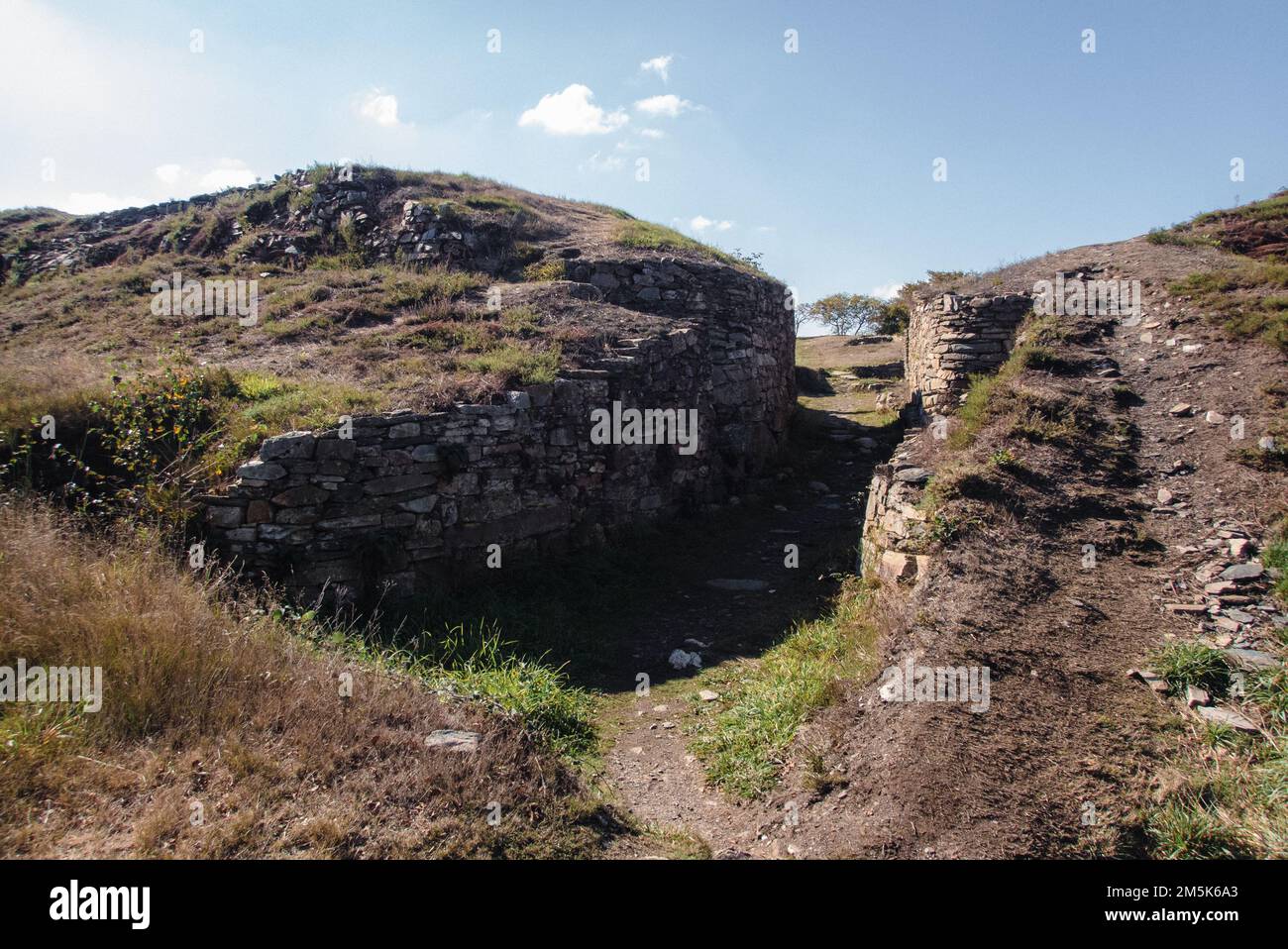 The entrance through the gate of the Celtic fortress at Castromaior in ...
