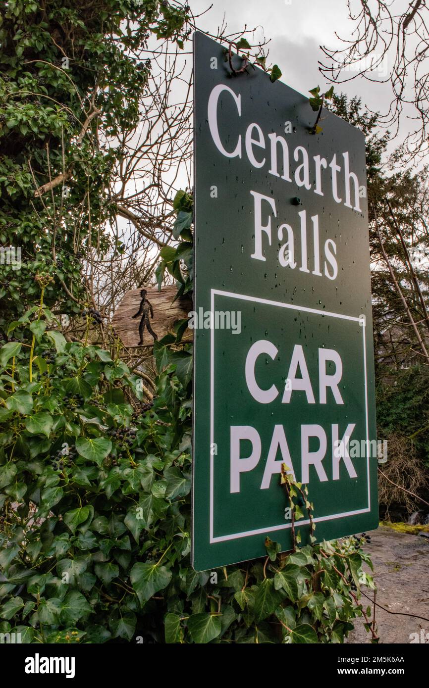 Cenarth Falls car park signage Stock Photo - Alamy