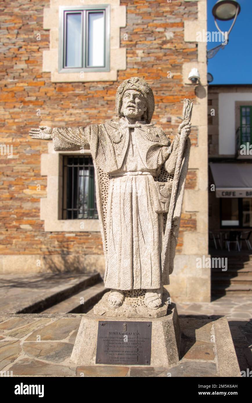 Pilgrims this way, please. A statue of Saint James the patron saint of ...