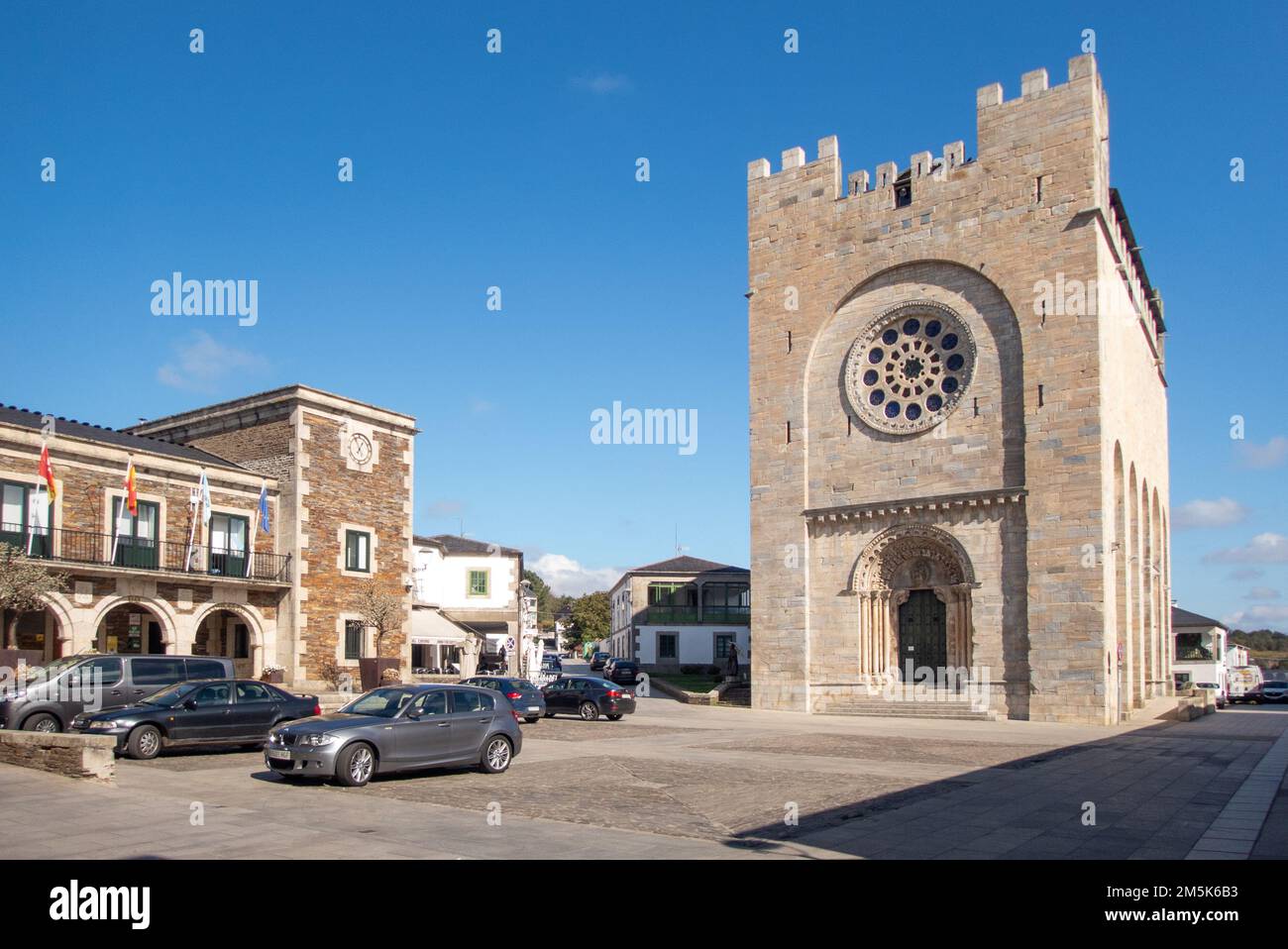 The impressive fortified church of San Juan in Portomarín was built in ...