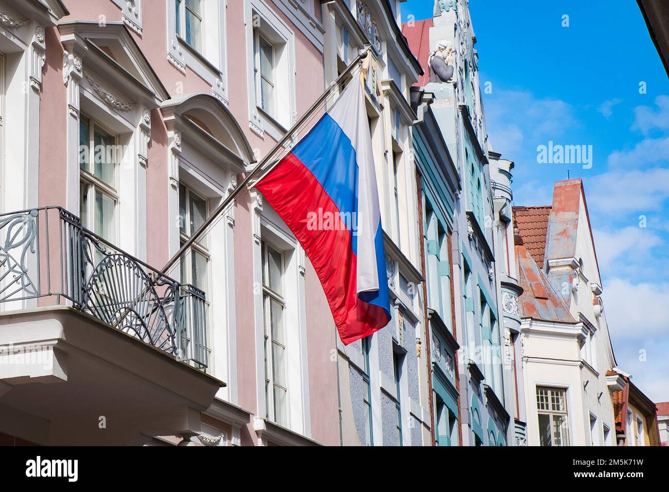 Flag of Russia on Russian Embassy building in Tallinn Stock Photo - Alamy