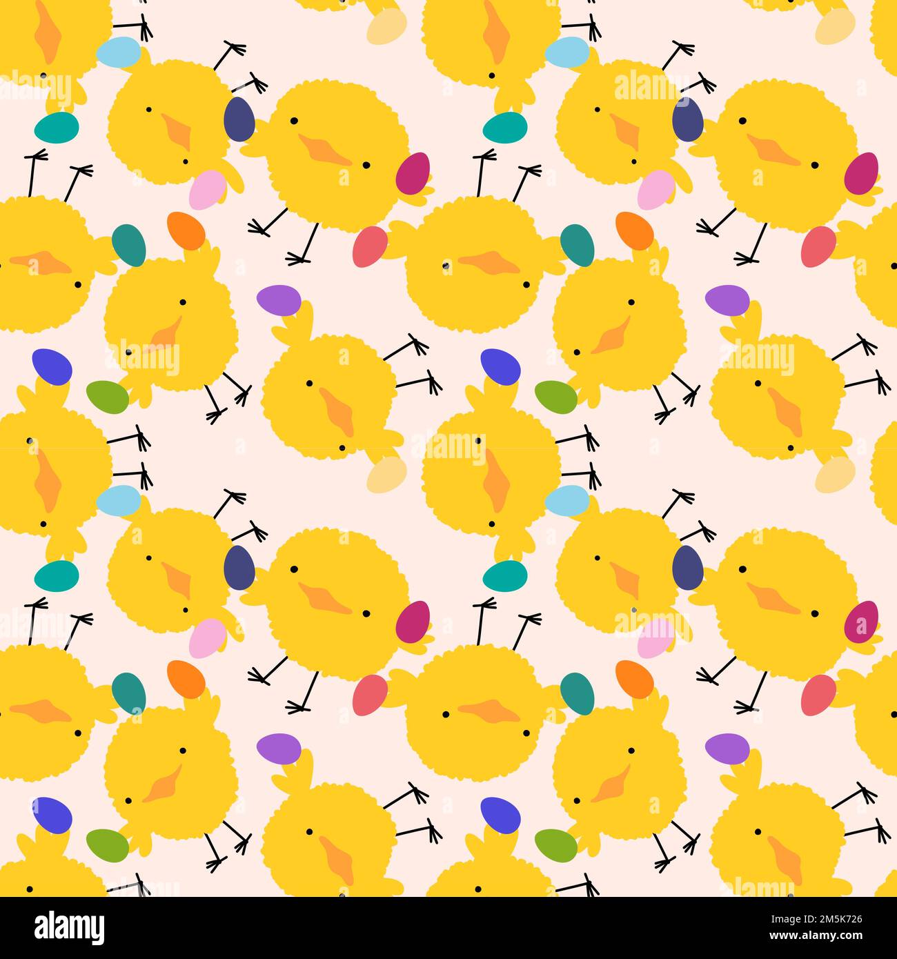 Cartoon animals seamless Easter chicken pattern for wrapping paper and ...