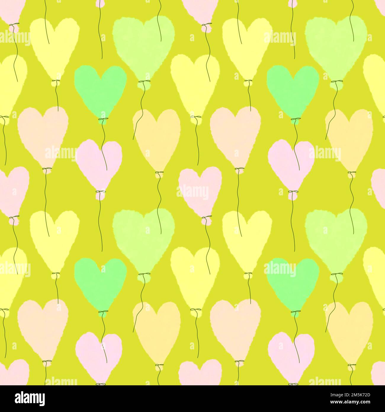 Cartoon paint valentines hearts seamless balloons pattern for birthday ...