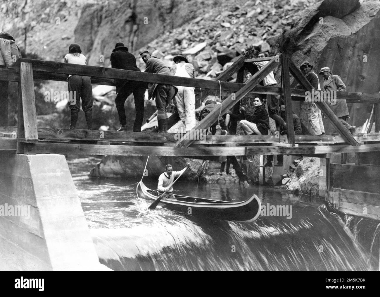 Movie Crew filming stunt on canoe on Owens River in California for ...