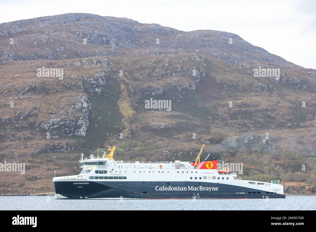 Caledonian MacBrayne,CalMac,ferries,ferry,at,Ullapool,harbour,Highland,Highlands,Scotland ...