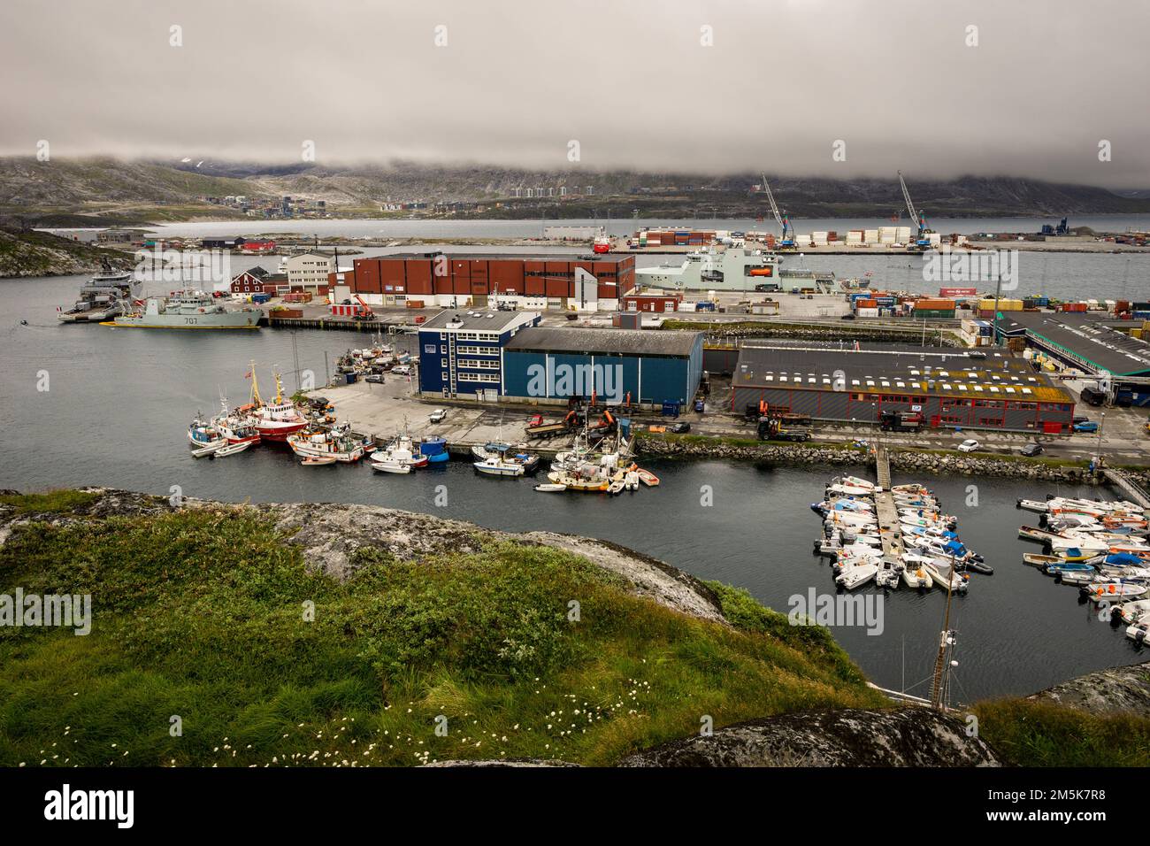 Fishing boats fill the harbour in the port of Nuuk, Greenland Stock Photo - Alamy