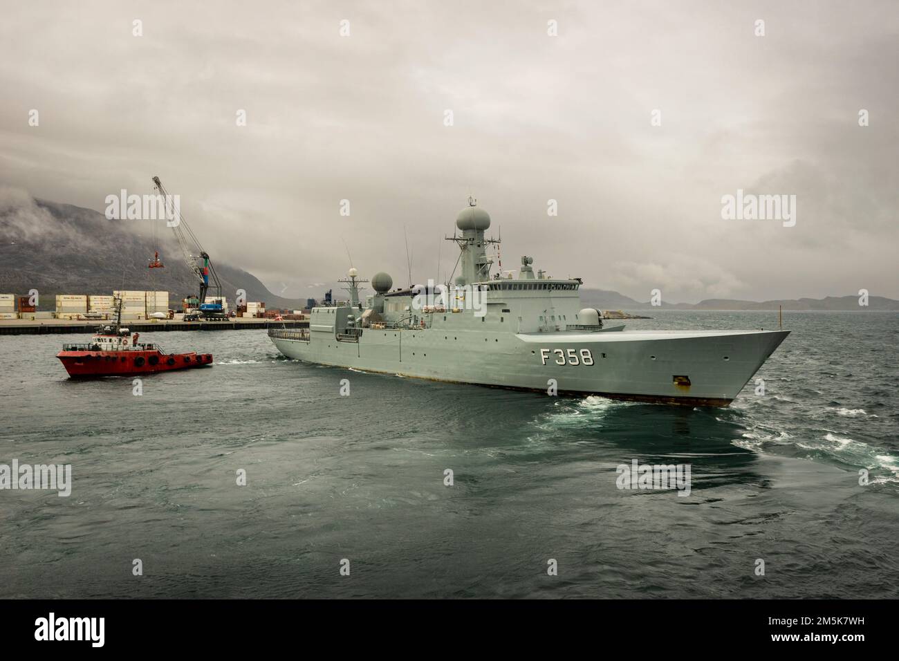 The Danish Navy's Greenland patrol ship HDMS Triton (F358) in the port ...