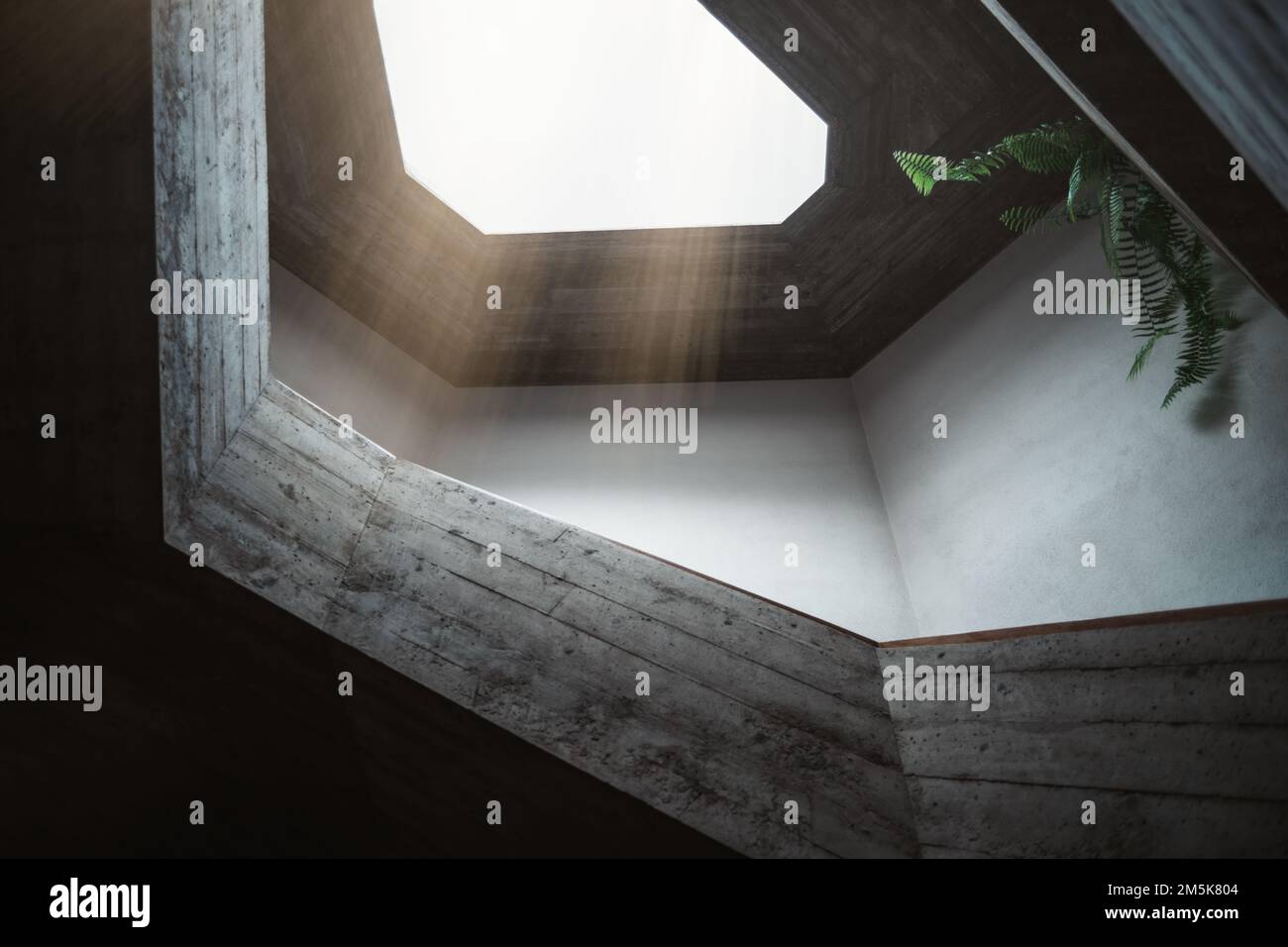 Skylight radiated from a window with an irregular shape in the roof of ...