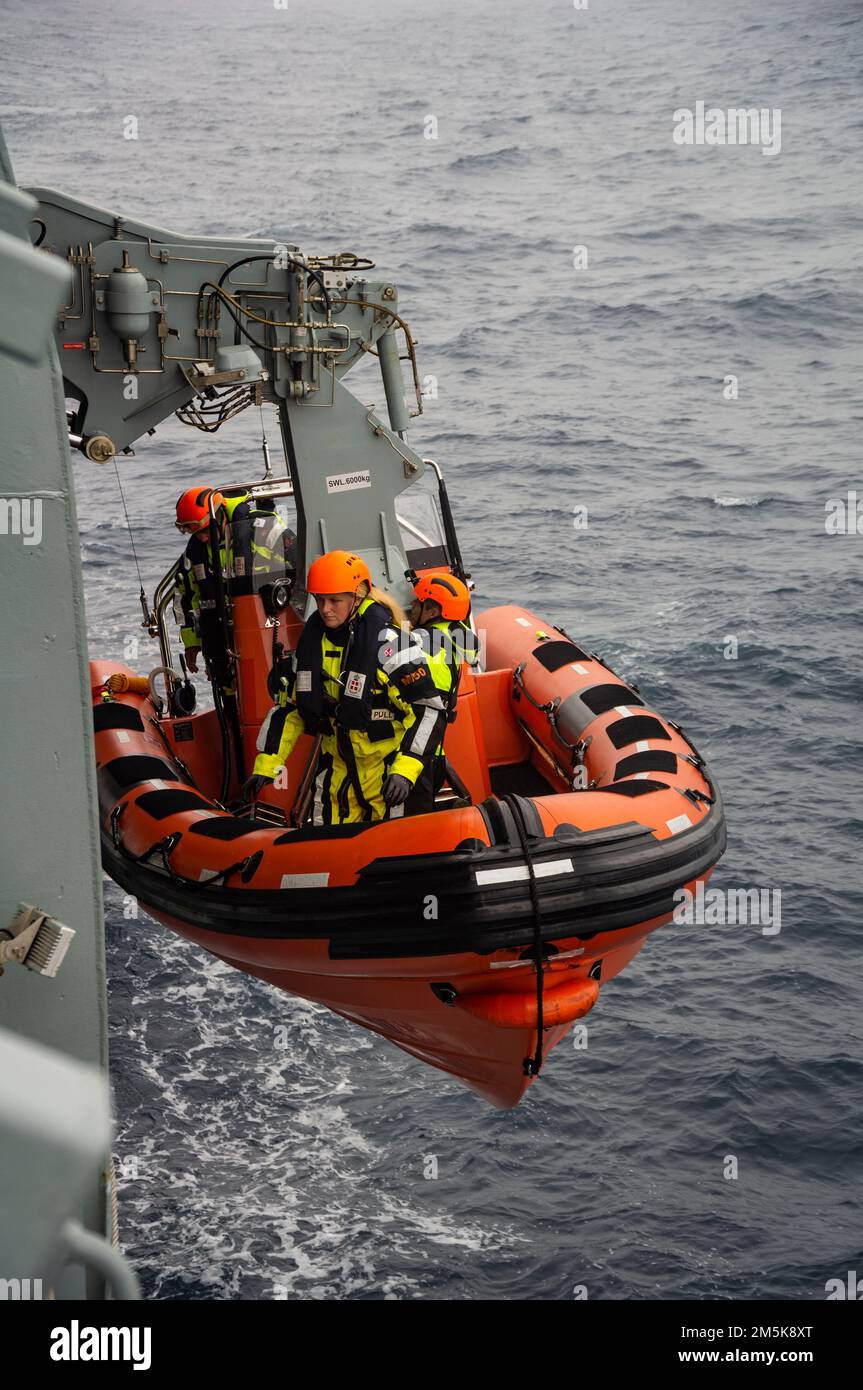 A Rigid Hulled Inflatable Boat (RHIB) Fast Rescue Craft (FRC) operating ...
