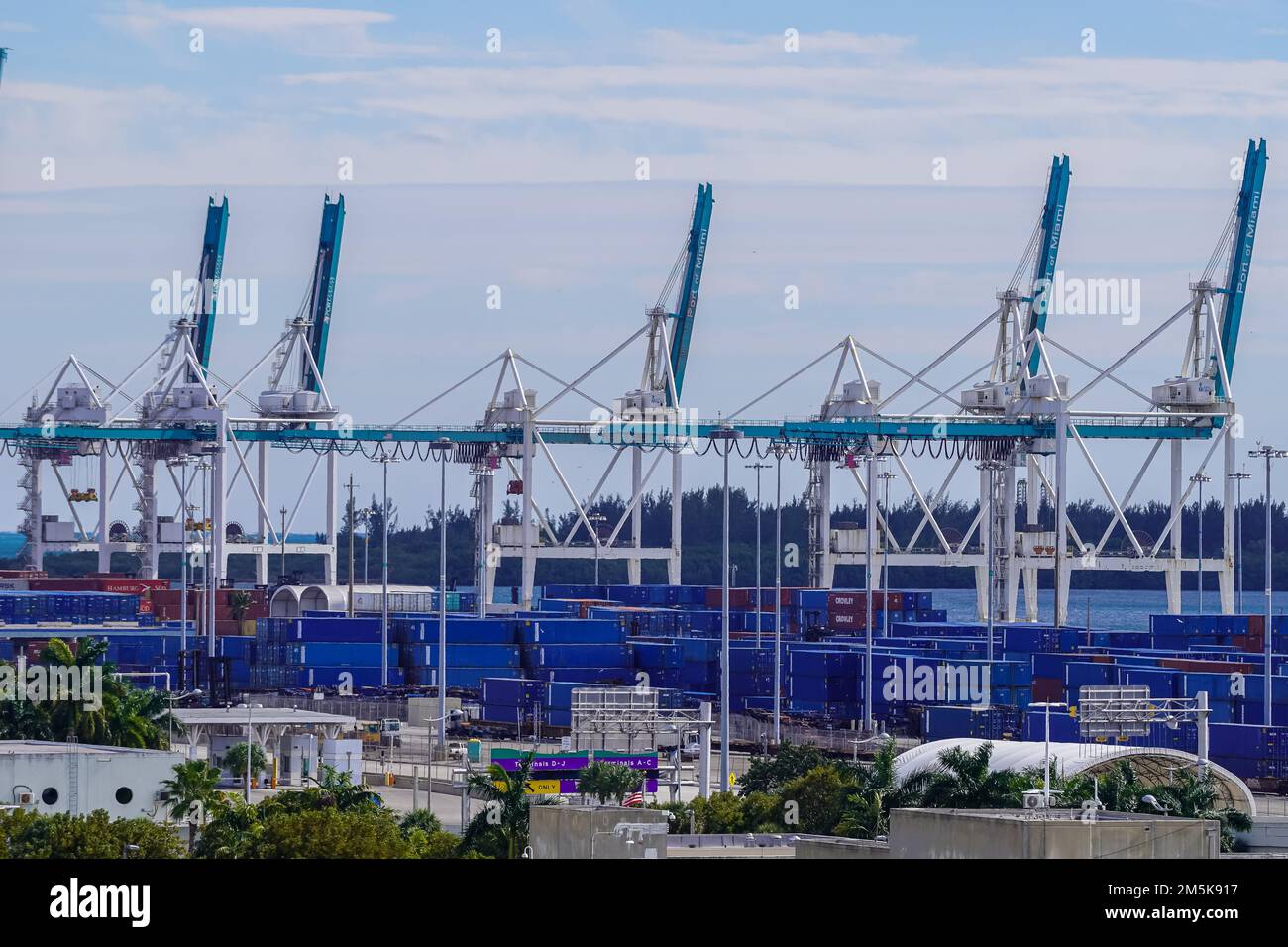 Miami, FL USA - 12 12 2022: Impressive view of the huge container ...