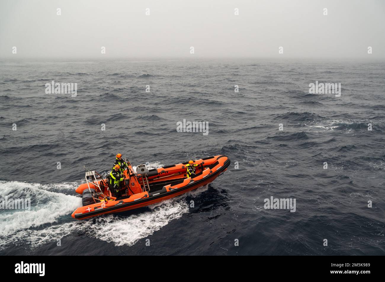 A Rigid Hulled Inflatable Boat (RHIB) Fast Rescue Craft (FRC) operating ...