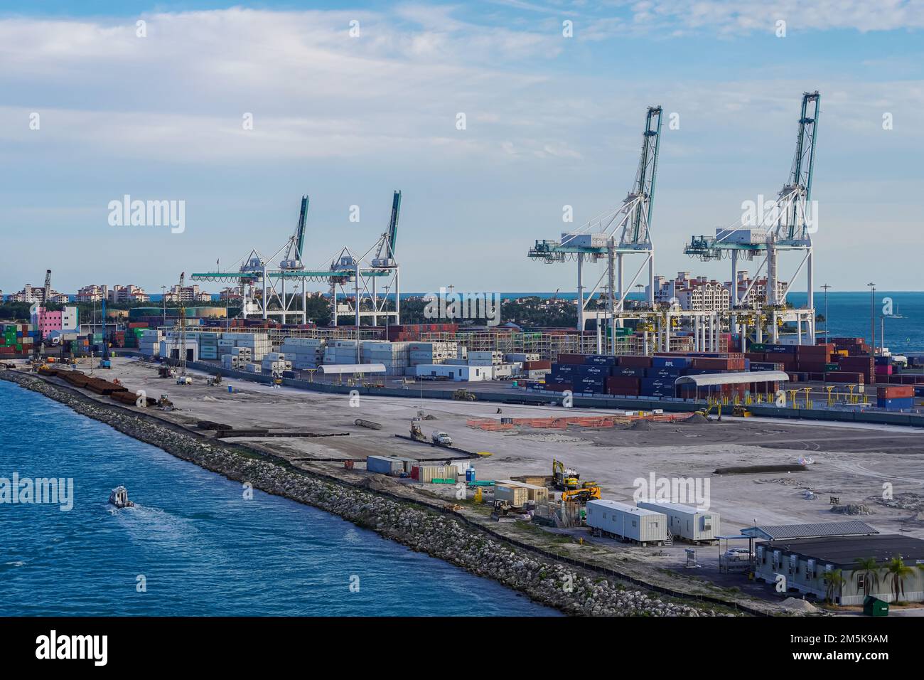 Miami, FL USA - 12 12 2022: Impressive view of the huge container ...