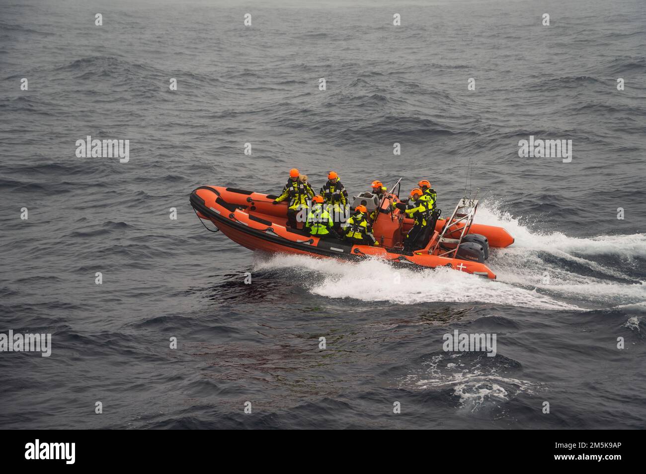 A Rigid Hulled Inflatable Boat (RHIB) Fast Rescue Craft (FRC) operating ...