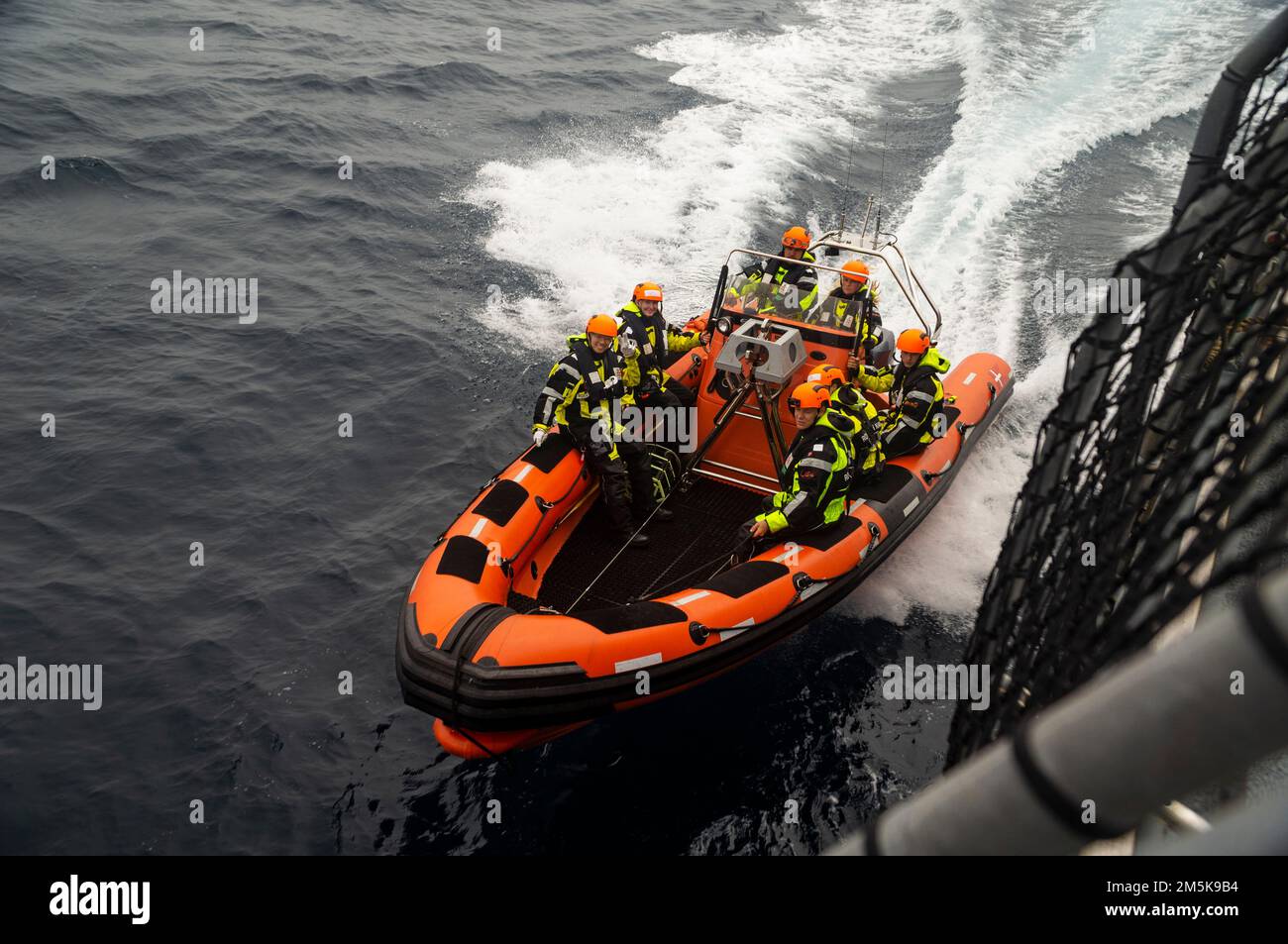 A Rigid Hulled Inflatable Boat (RHIB) Fast Rescue Craft (FRC) operating ...