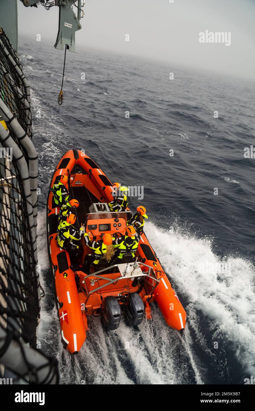 A Rigid Hulled Inflatable Boat (RHIB) Fast Rescue Craft (FRC) operating ...