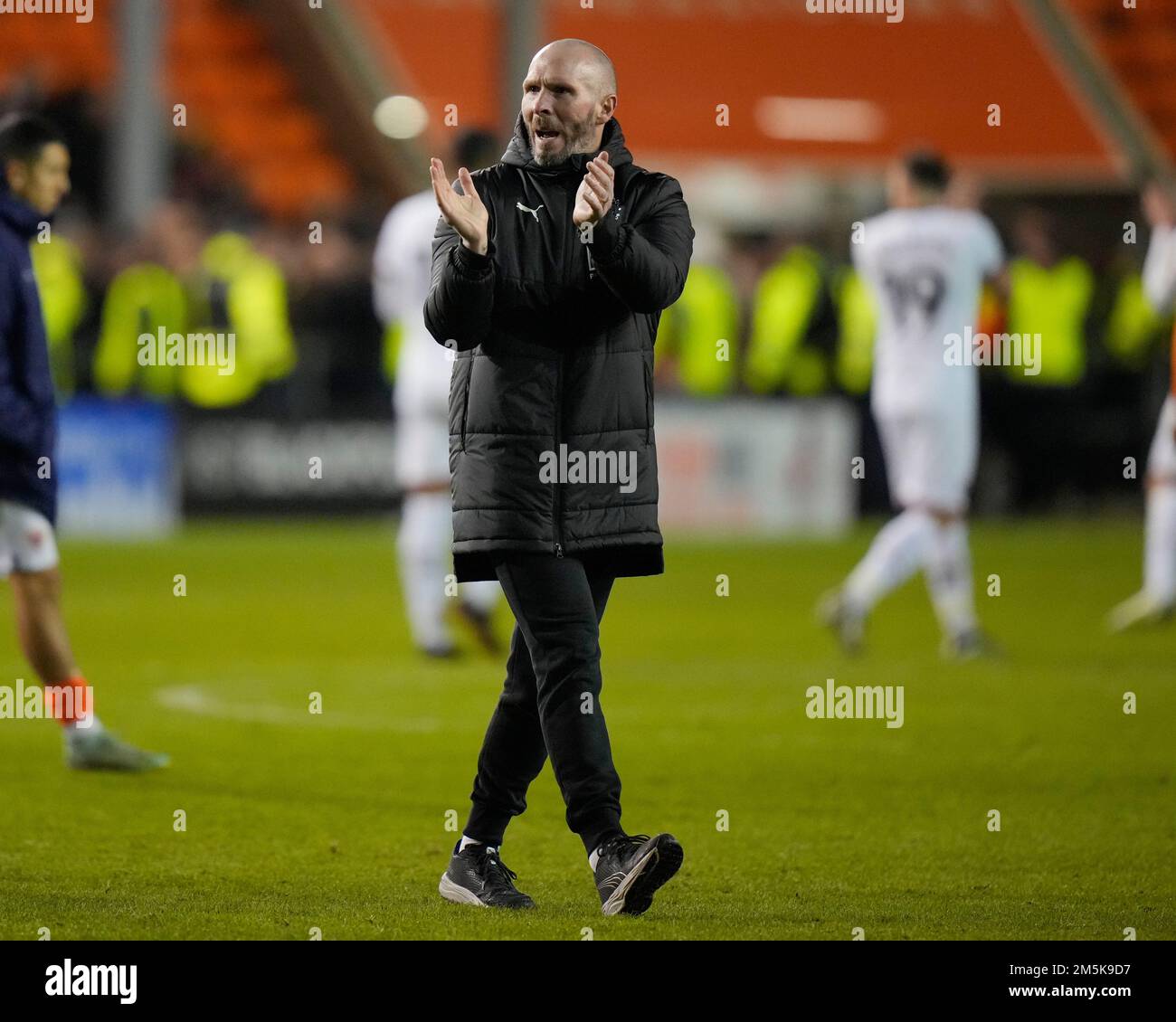 Blackpool manager Michael Appleton salutes the fans after the Sky Bet ...