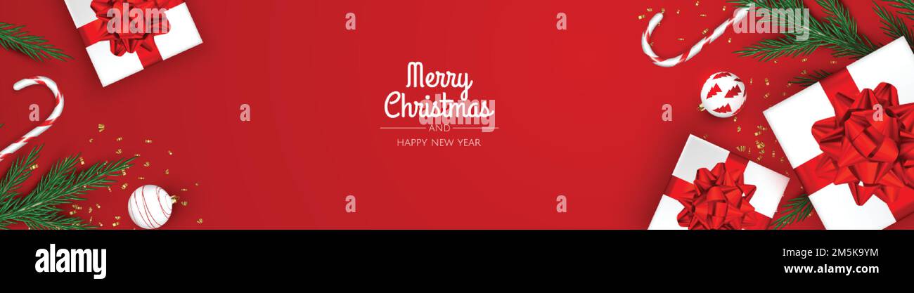 Merry Christmas and Happy New Year. Xmas Festive background with ...