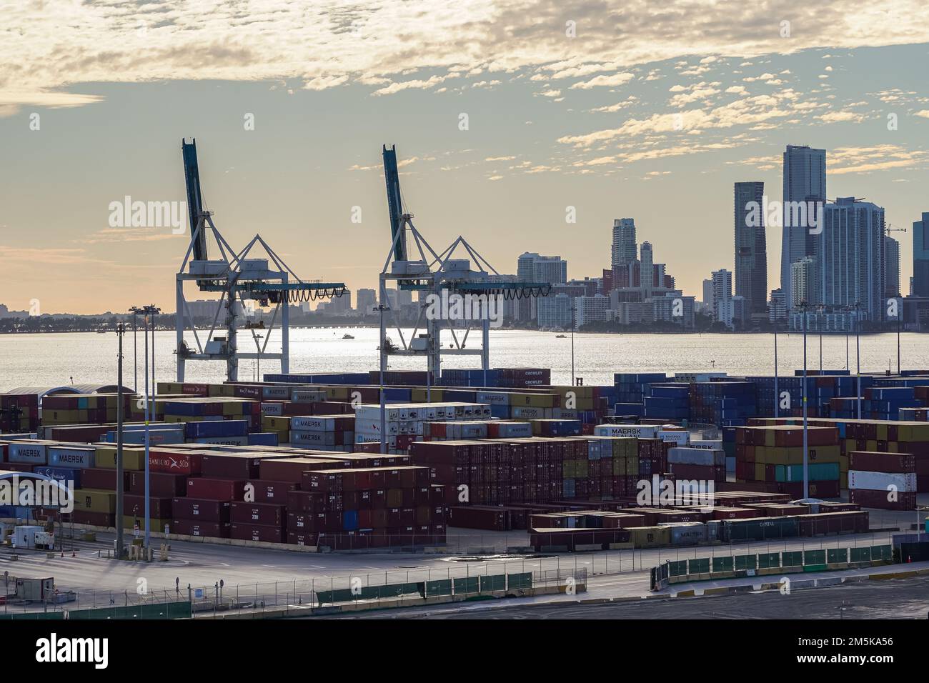 Miami, FL USA - 12 12 2022: Impressive view of the huge container ...