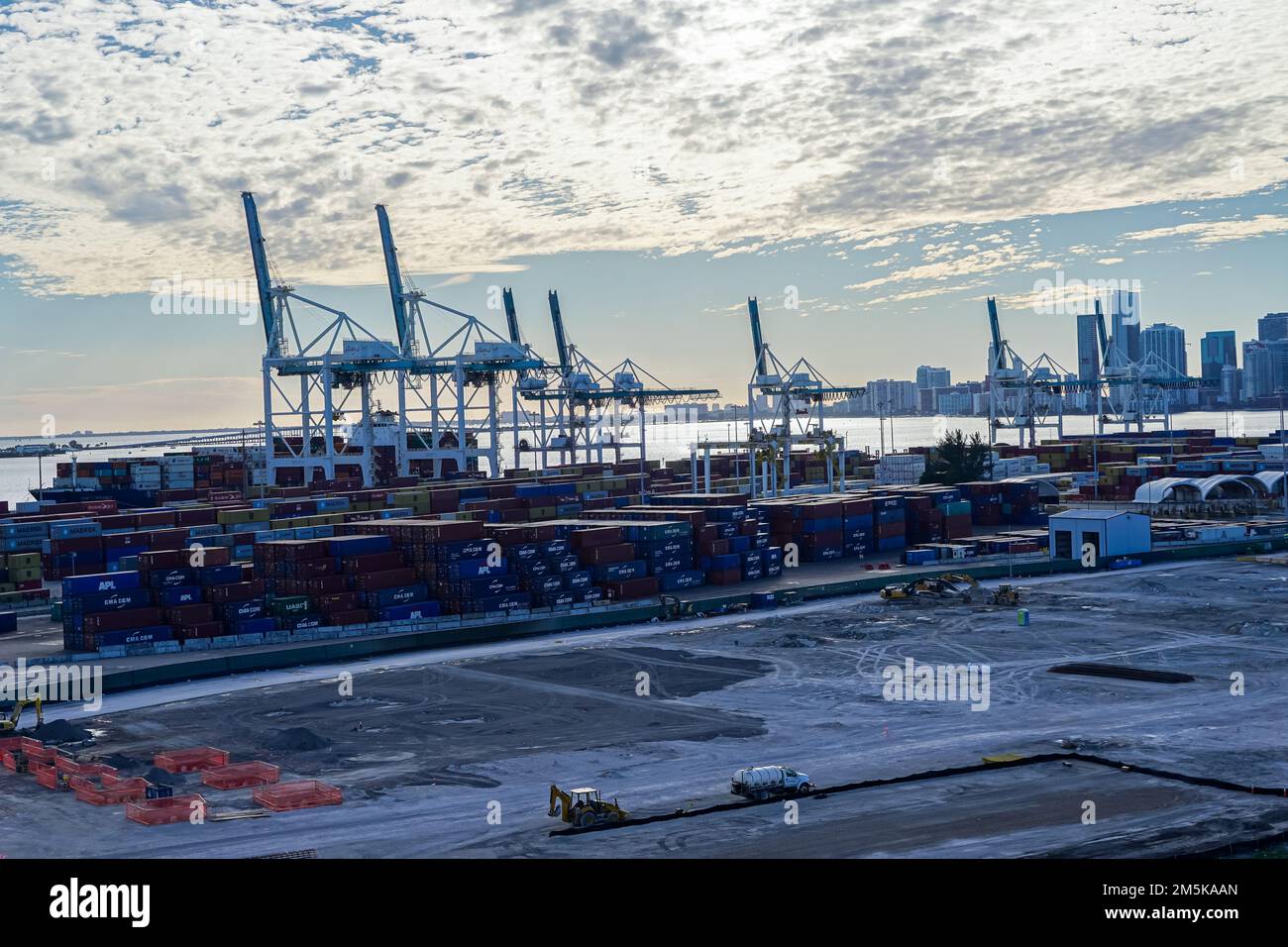 Miami, FL USA - 12 12 2022: Impressive view of the huge container ...