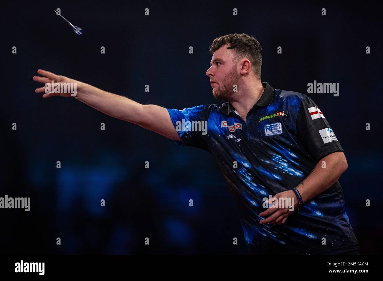 Josh Rock in action during day twelve of the Cazoo World Darts ...