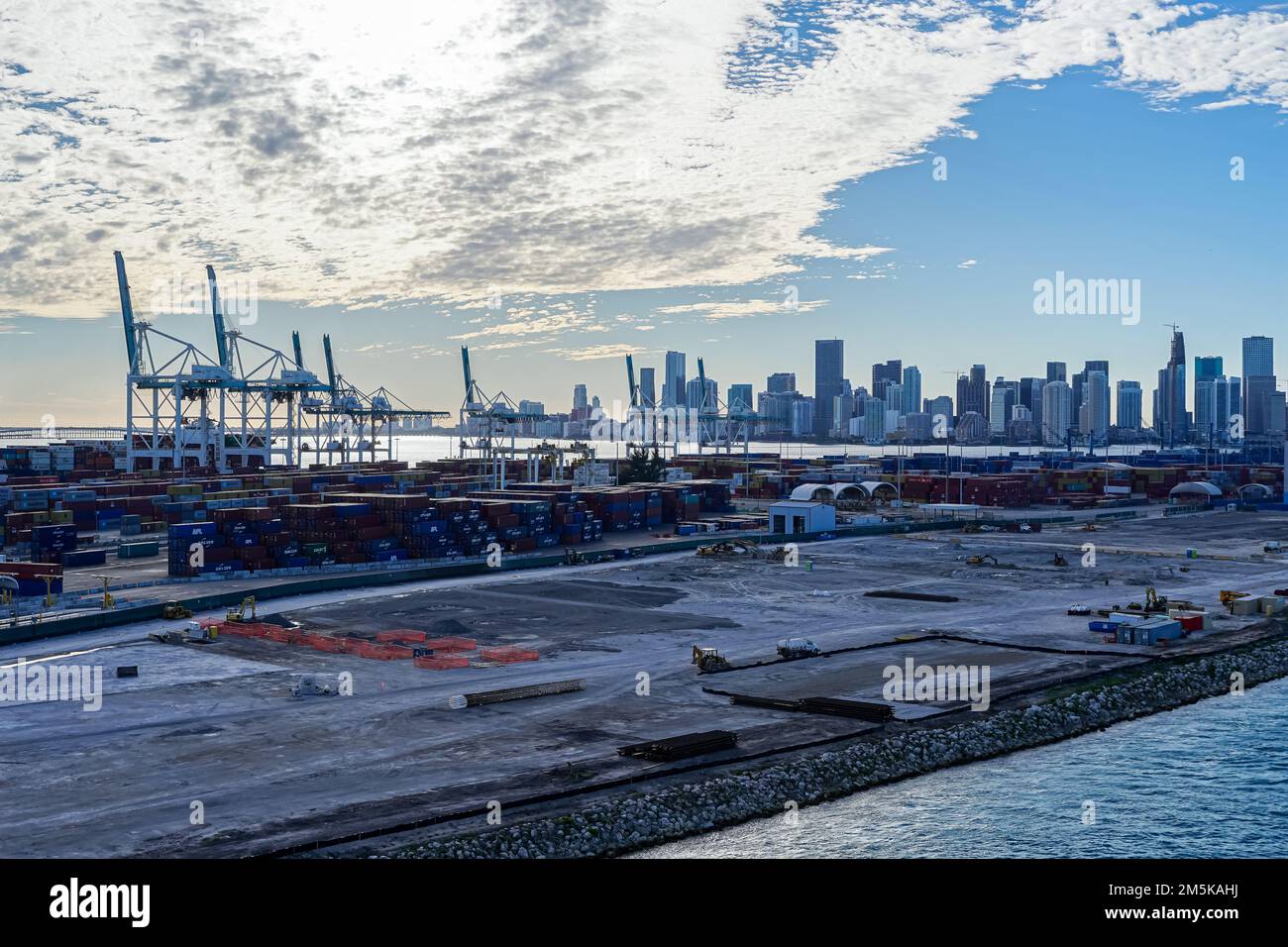 Miami, FL USA - 12 12 2022: Impressive view of the huge container ...