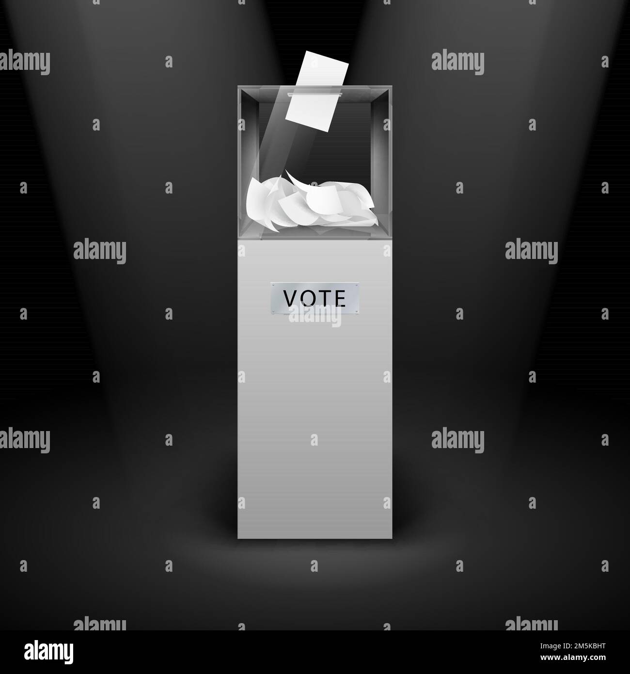 Illustration of the Realistic Transparent Ballot Box with Voting Paper ...