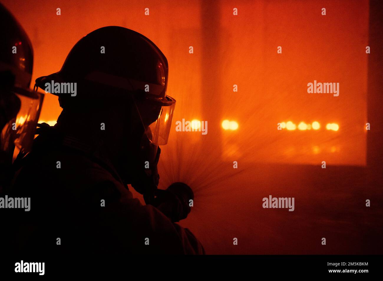 Coast Guard recruits conduct firefighting training in Goff Hall at U.S ...