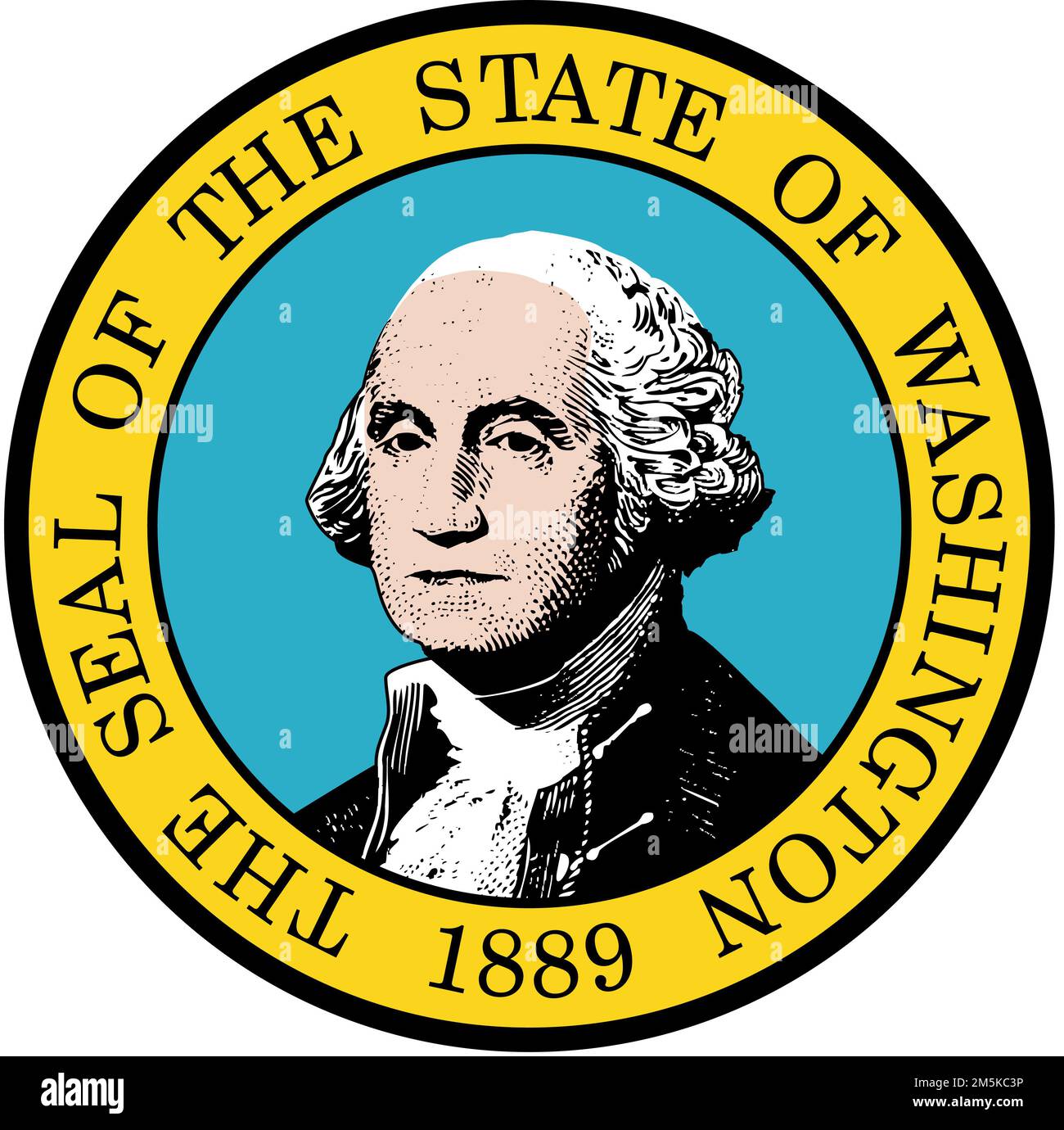 Top view of Great Seal of US Federal State of Washington. United States ...