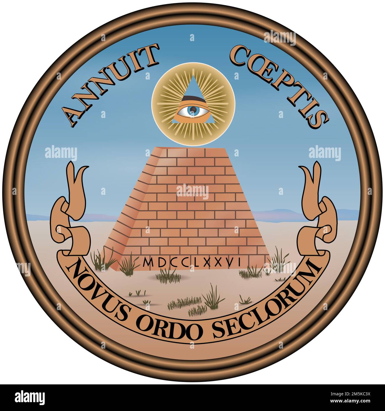 Top view of Great Seal of US Federal State of United States reverse ...