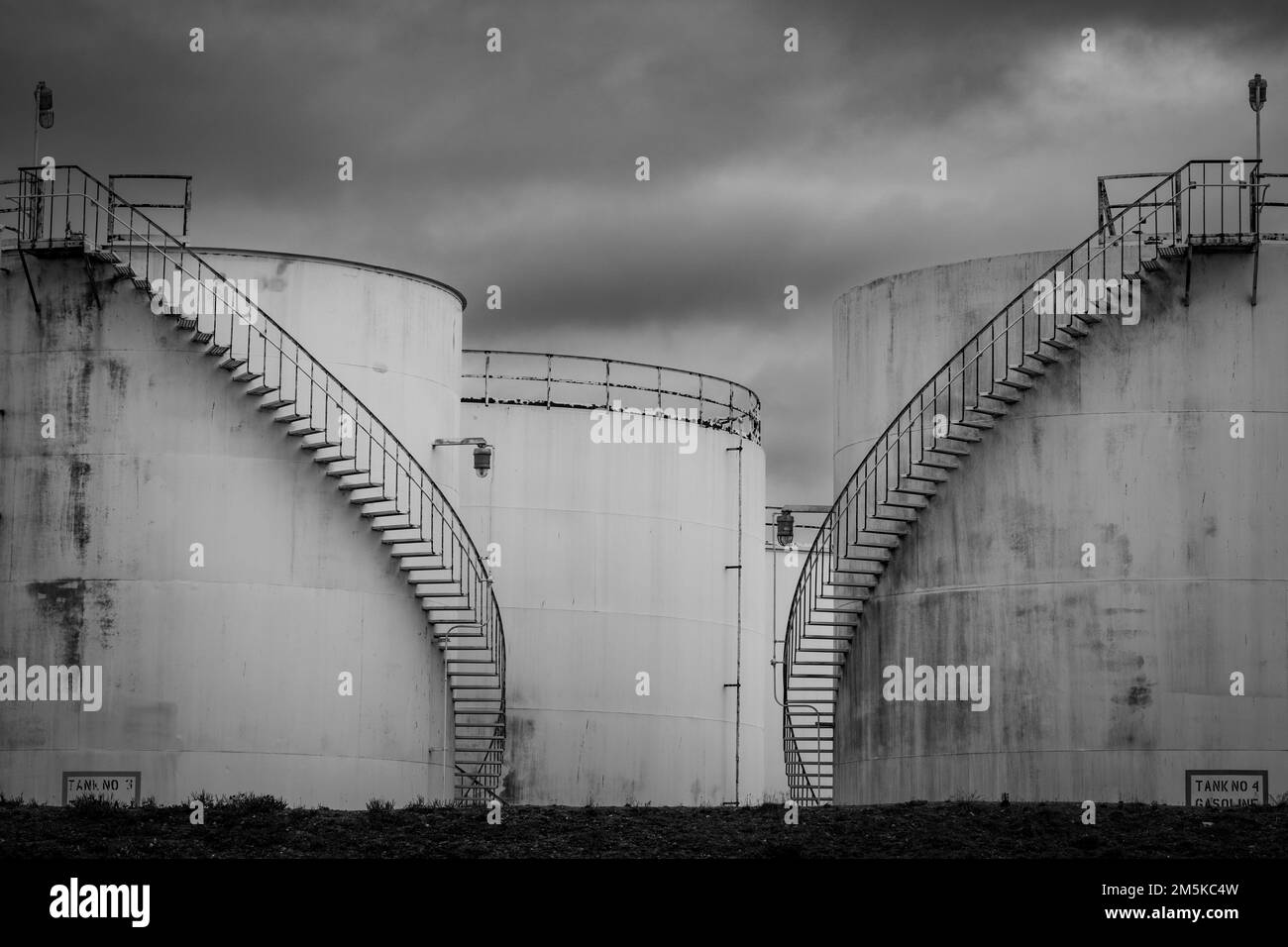 Stairs oil tank in Black and White Stock Photos & Images - Alamy