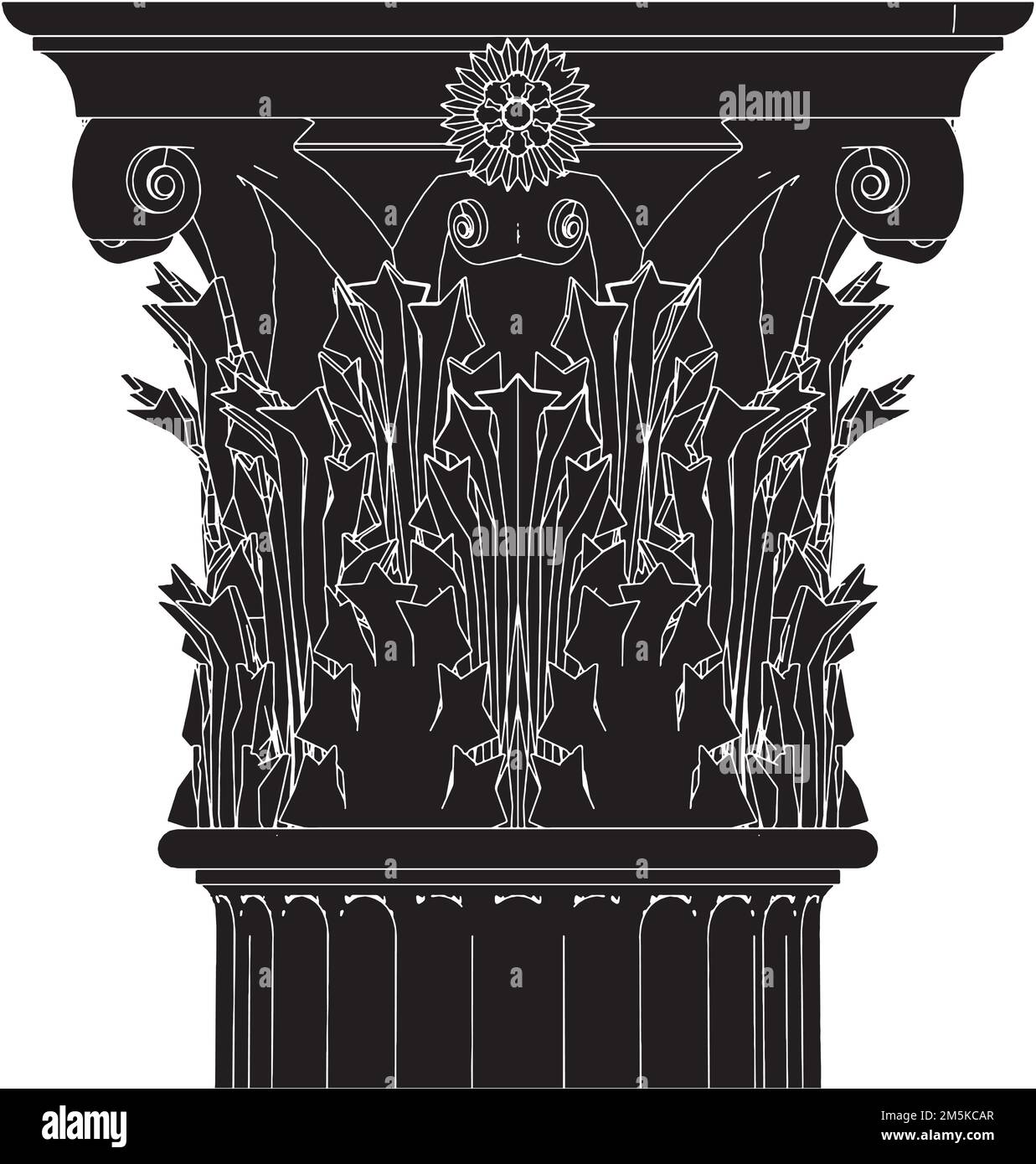Greek Corinthian Column Vector Illustration On White Background A