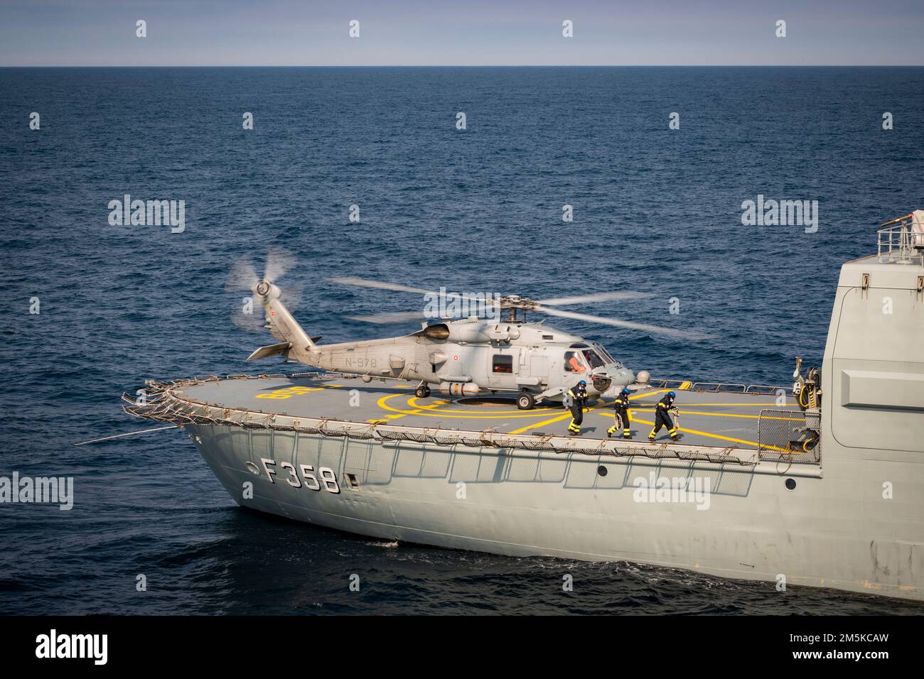 Danish MH-60R Seahawk helicopter flying from the Greenland Patrol Ship ...