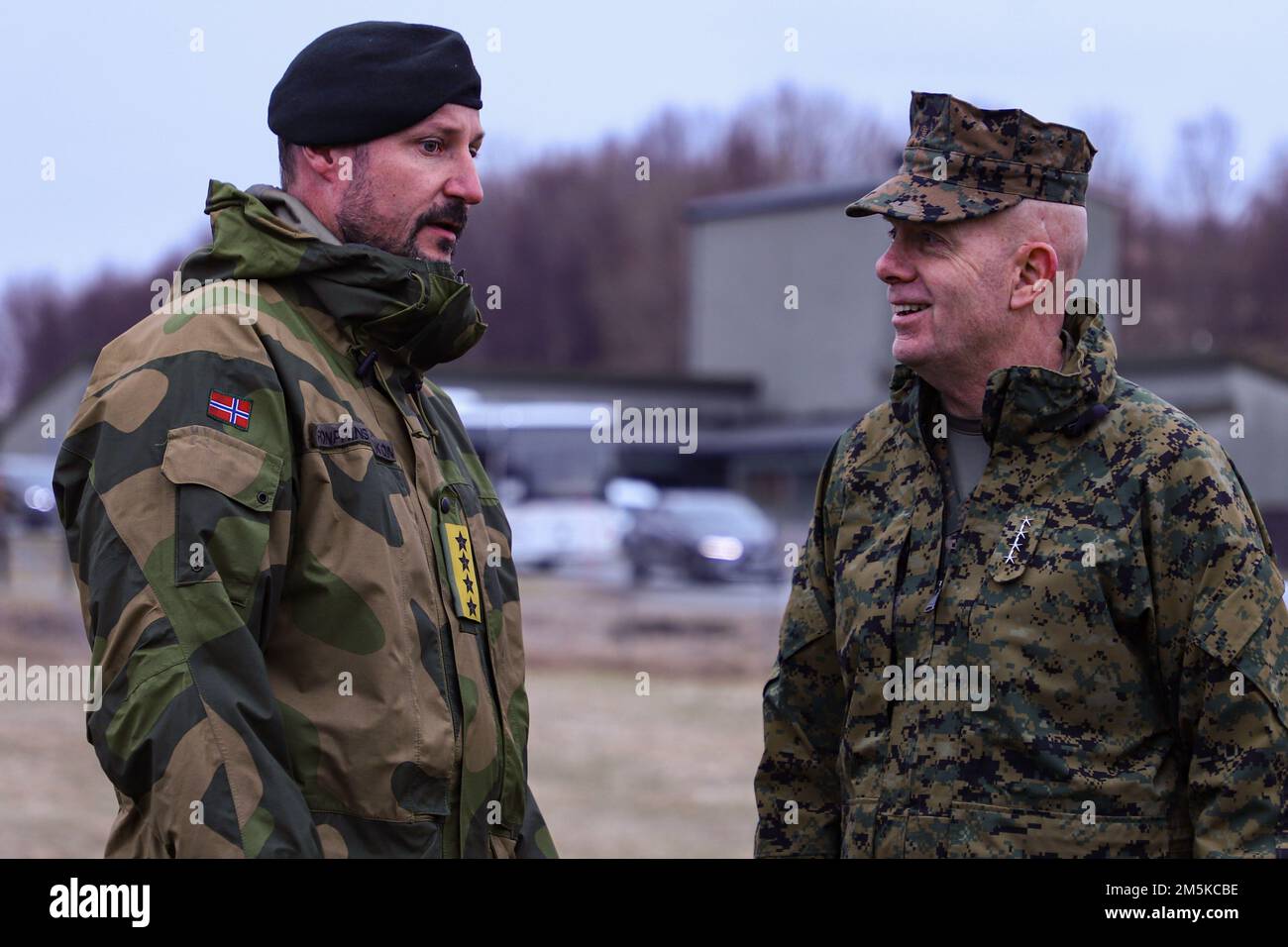 U.S. Marine Corps General David Berger (right) speaks with Crown Prince ...