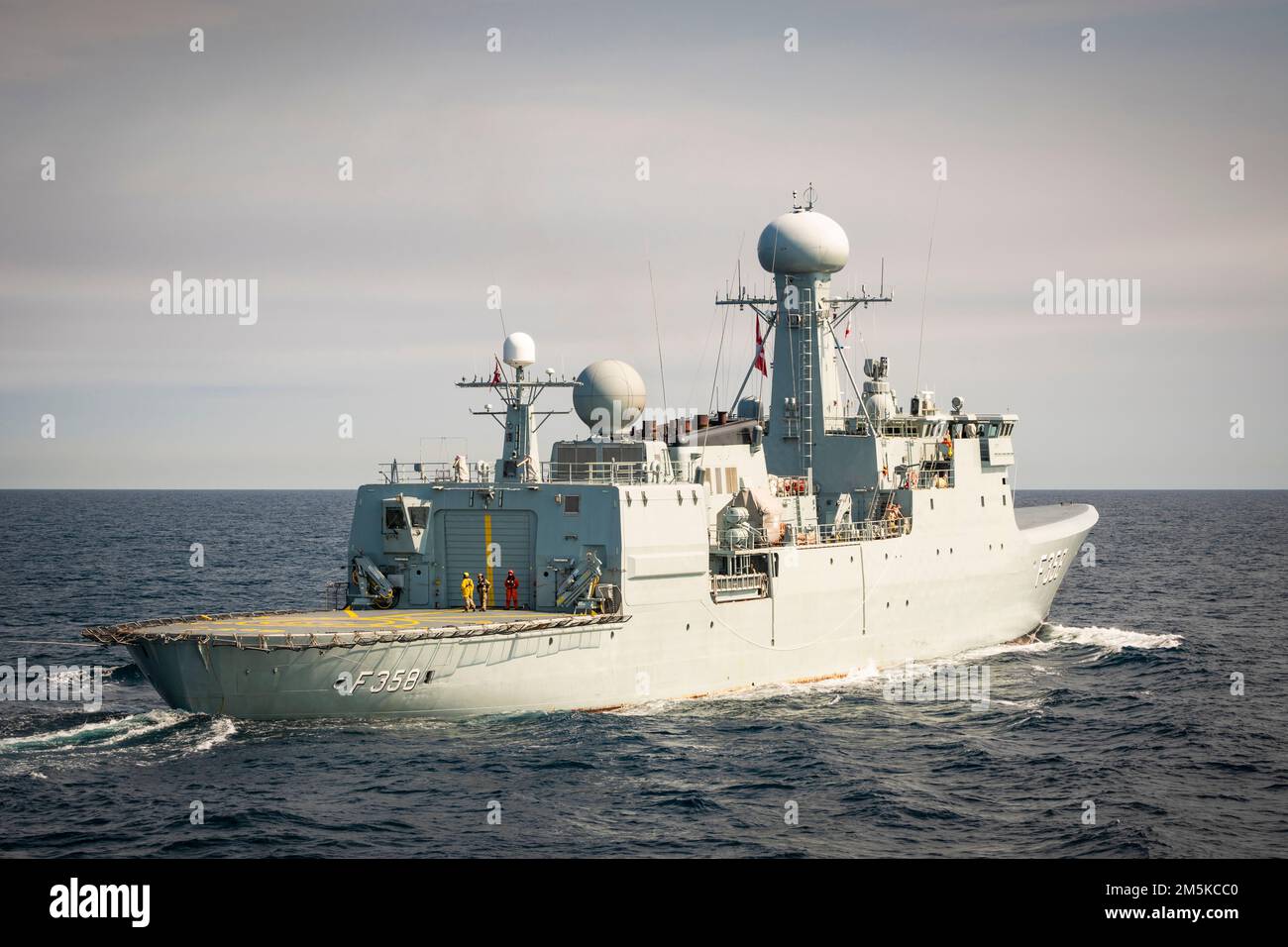 The Danish Navy's Greenland patrol ship HDMS Triton (F358) at sea off Labrador during the Royal ...