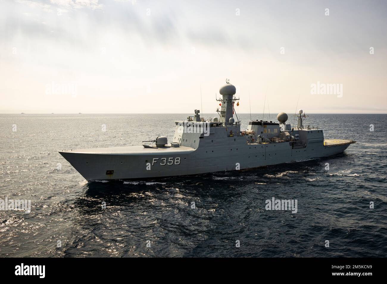 The Danish Navy's Greenland patrol ship HDMS Triton (F358) at sea off ...