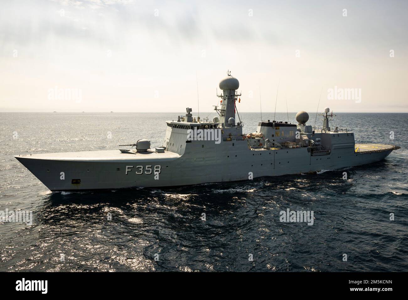 The Danish Navy's Greenland patrol ship HDMS Triton (F358) at sea off Labrador during the Royal ...